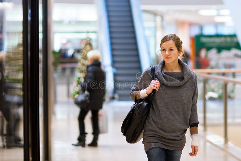 Young Woman Looking at Store Windows Stock Image - Image of market ...
