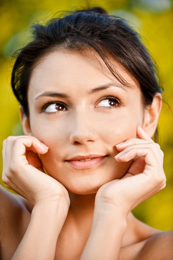 Young woman looks askance stock image. Image of blurred - 15437157