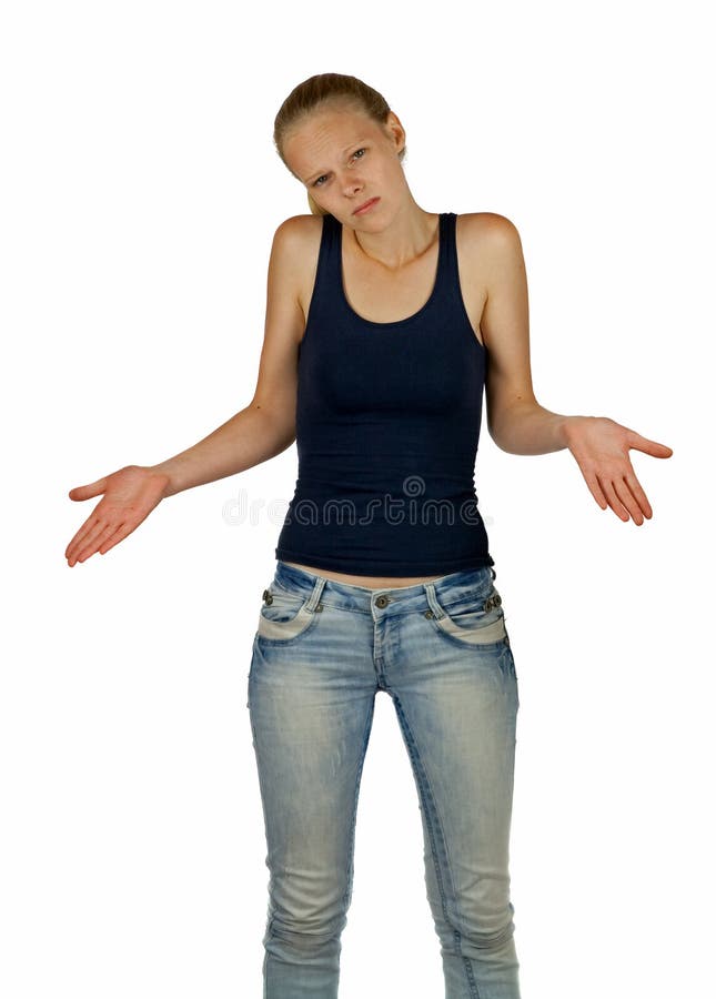 Young Woman Making Do Not Know Sign Stock Photo - Image of serene, teen ...