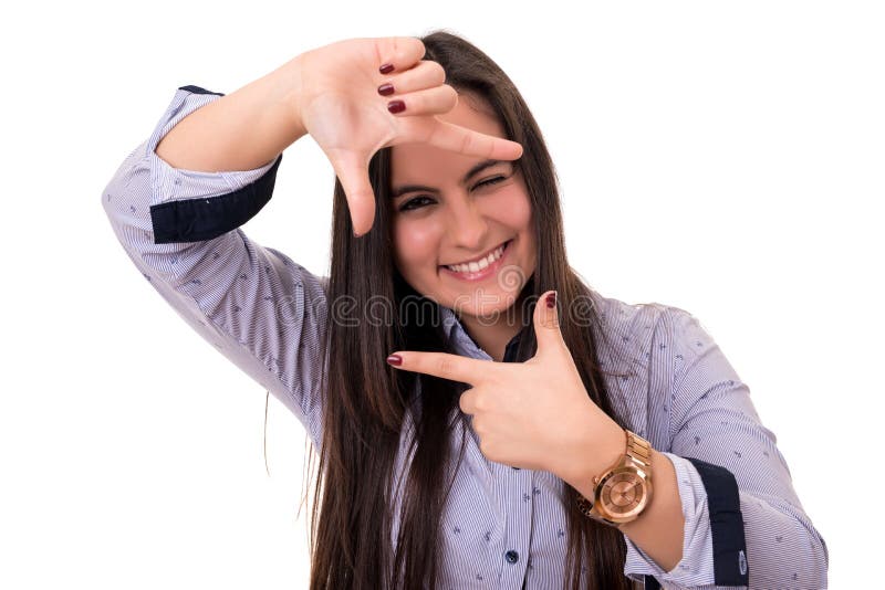 Hey ! Frame me! stock photo. Image of model, happy, finger - 88780140