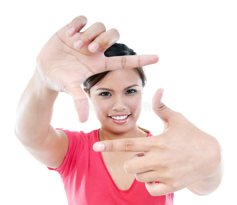Young Woman Making Picture Frame Gesture Stock Image - Image of ...