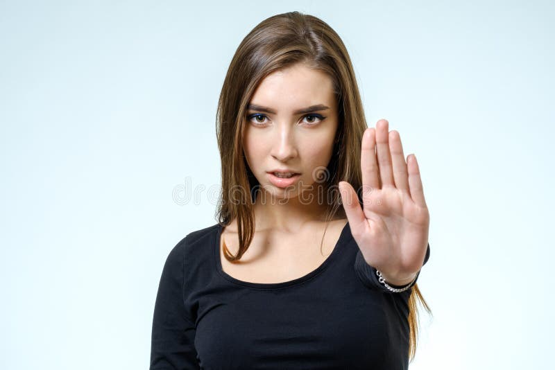 Young Woman Making Rejection Pose Stock Image - Image of cute ...