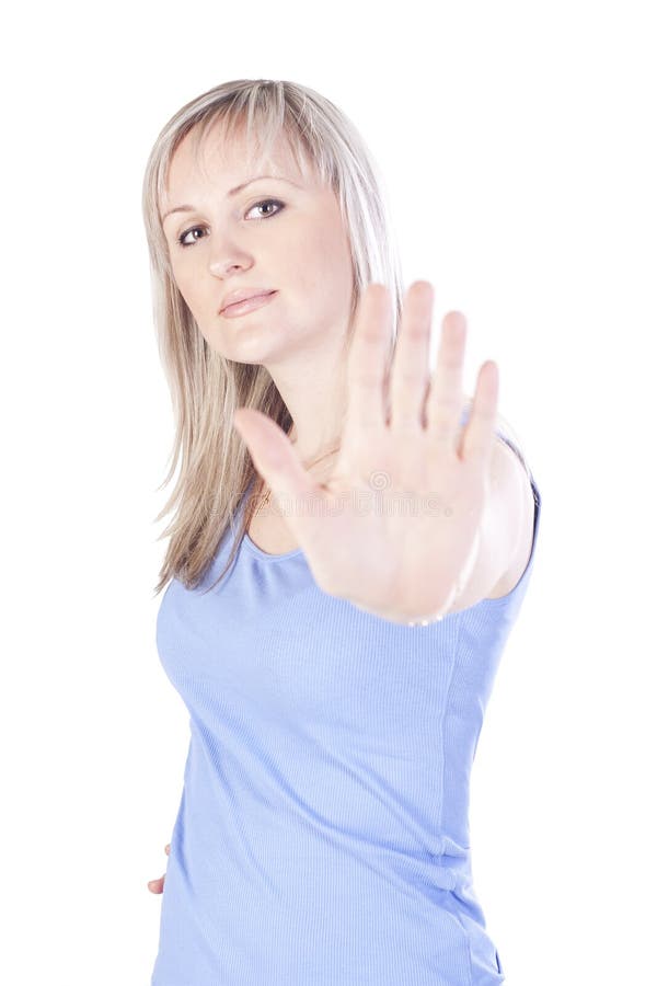 Young Woman Making Stop Sign Stock Photo - Image of crisis, prohibition ...