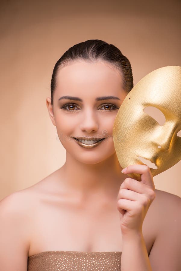 The Young Woman with Mask in Carnival Concept Stock Photo - Image of ...