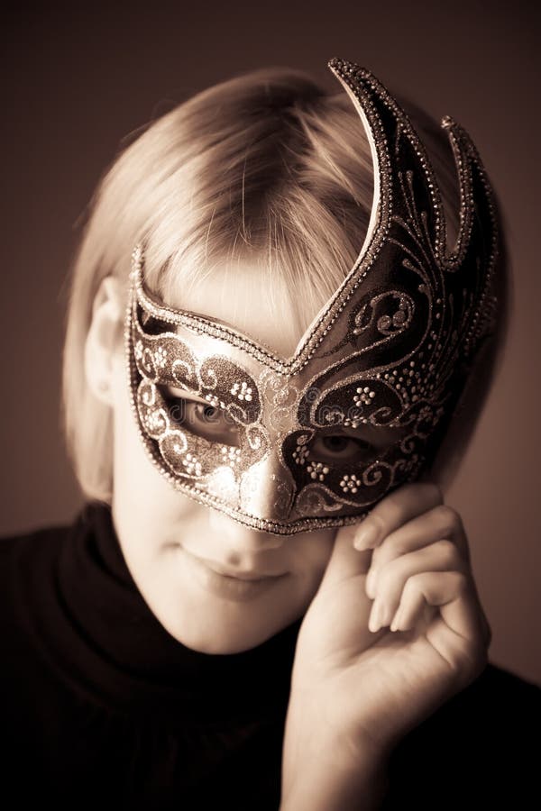Young Woman with Mask Portrait Stock Photo - Image of dark, front: 6964826
