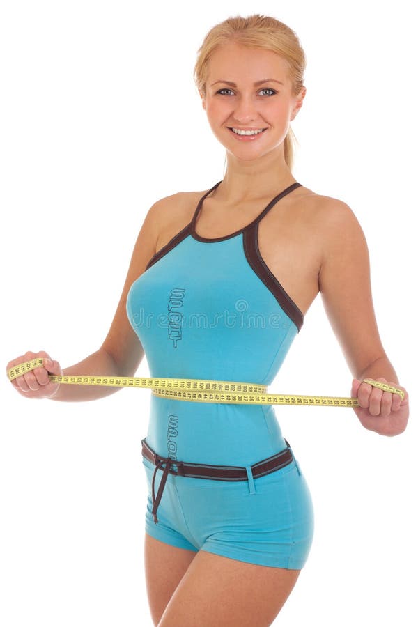 Young Woman Measuring Perfect Shape of Her Body Stock Image - Image of ...