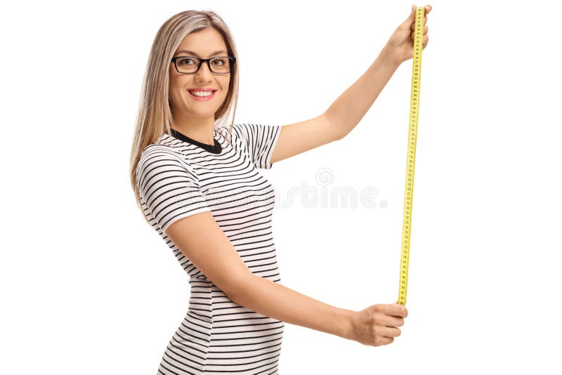 Young Woman with a Measuring Tape Stock Photo - Image of equipment ...