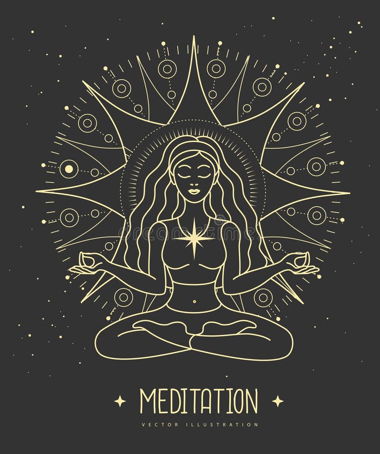 Young Woman Meditation in Lotus Position at the Sun Dawn. Sun Astrology ... Young Woman Meditation in Lotus Position at the Sun Dawn. Sun Astrology ...