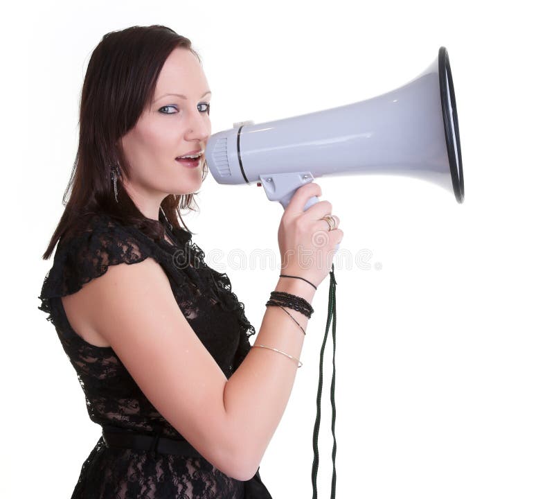 Young woman with megaphone stock image. Image of megaphone - 16088579