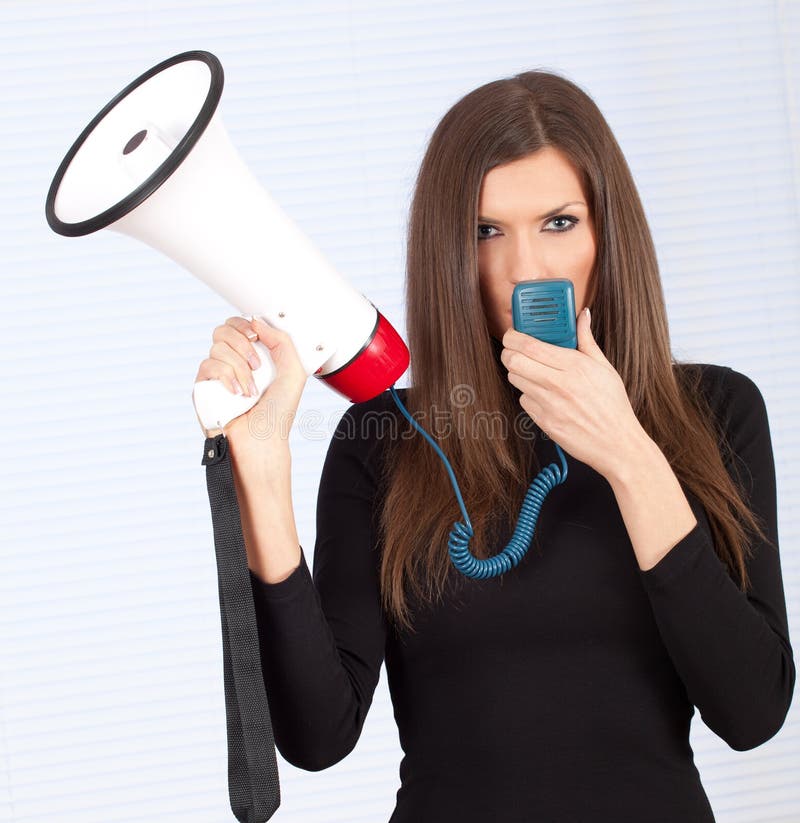 Young woman with megaphone stock image. Image of megaphone - 21045707
