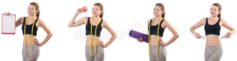 The Young Woman with Meter Doing Exercises Stock Photo - Image of ...