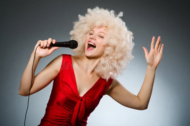 Young woman with mic stock image. Image of audio, person - 45058203