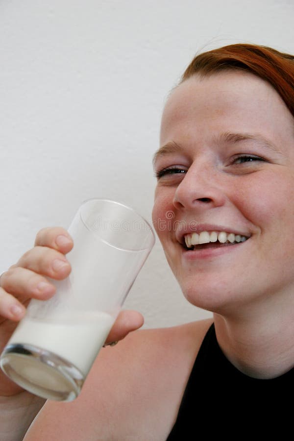 Young woman with milk stock photo. Image of laugh, face - 3195636