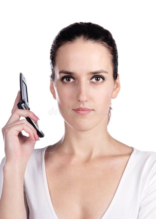 Young Woman with Mobile Phone Stock Photo - Image of listening ...