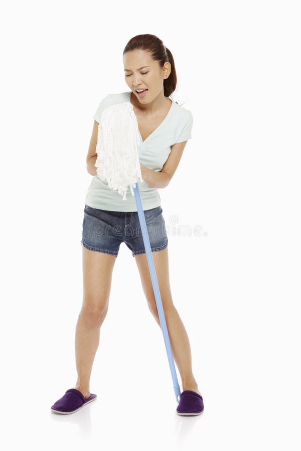 Young woman mopping stock photo. Image of chinese, clothing - 185107530