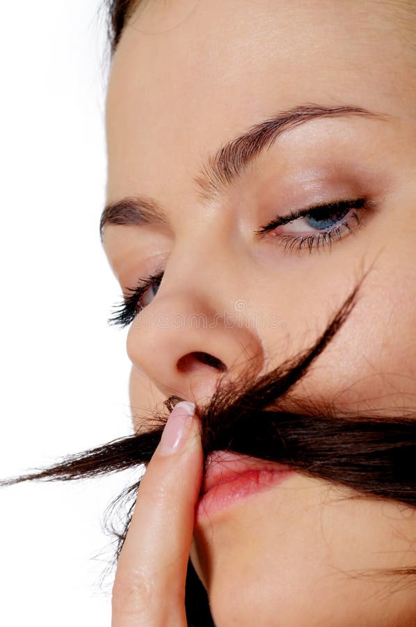 Young woman with moustache stock image. Image of funny - 23814889