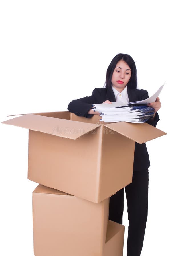 Young Woman Moving Jobs Isolated Stock Photo - Image of female, office ...