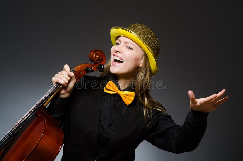 The Young Woman in Musical Concept Stock Photo - Image of classic ...