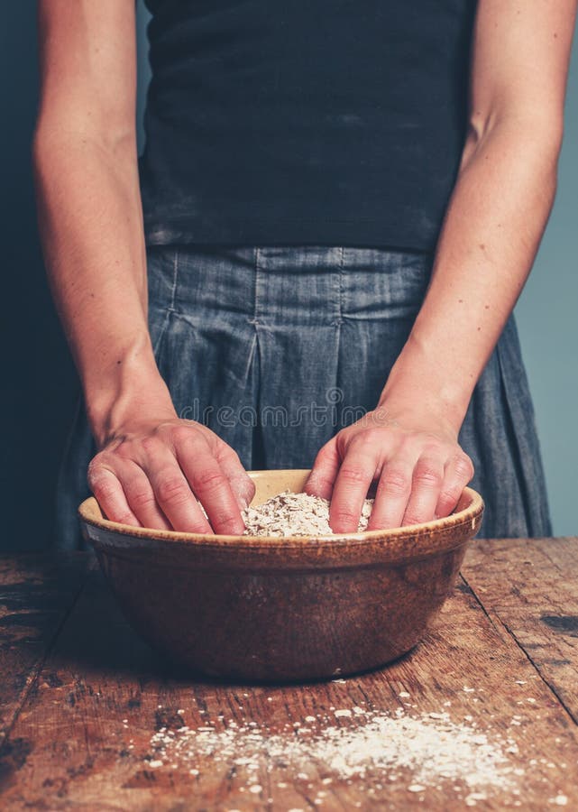 Young woman with oats stock photo. Image of natural, holding - 46427680