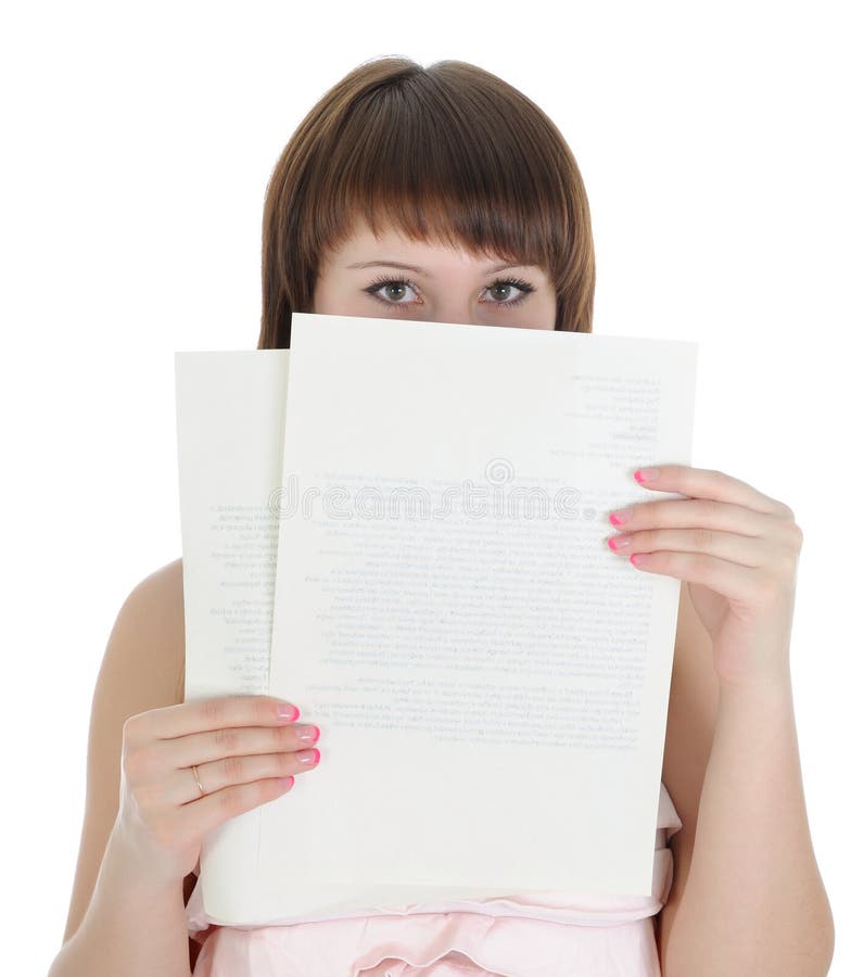 Young woman with paper. stock photo. Image of woman, cute - 23682334