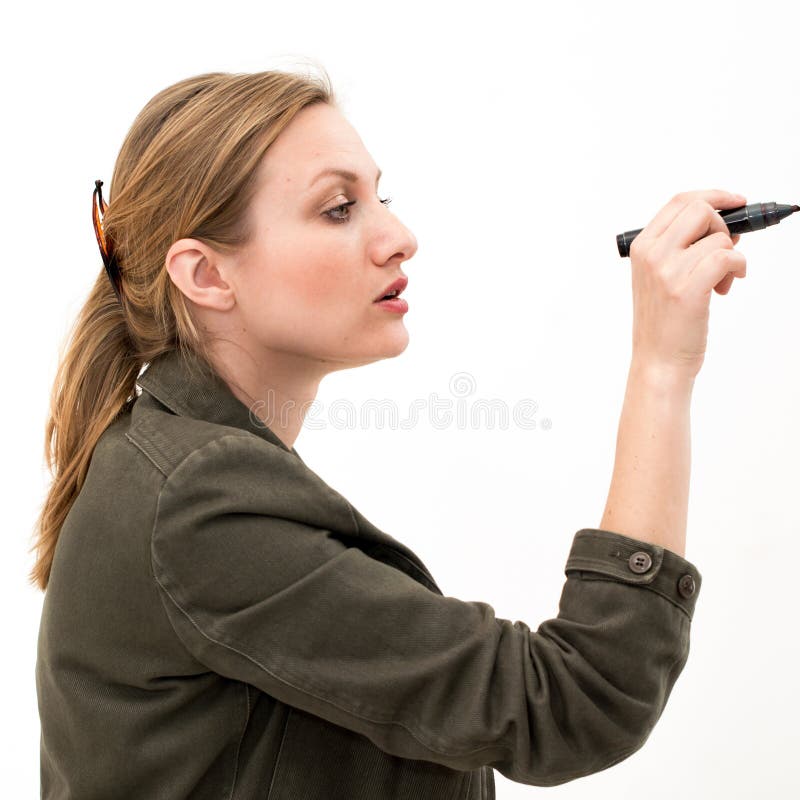 Young woman with pen stock image. Image of businesspeople - 26370573