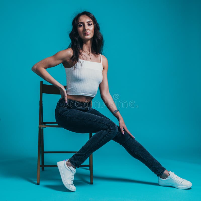 Young Woman with Perfect Body Posing in Studio Stock Image - Image of ...