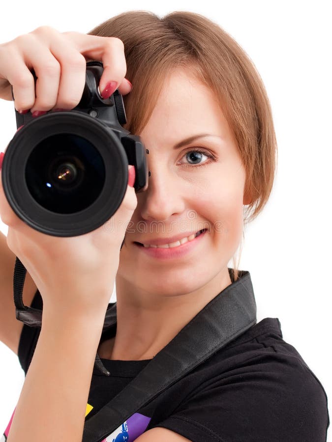 Young woman photographer stock photo. Image of woman - 12126984