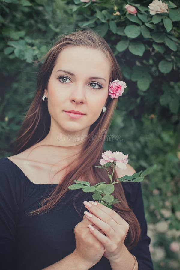 Young woman stock image. Image of girl, blossom, spring - 63100261