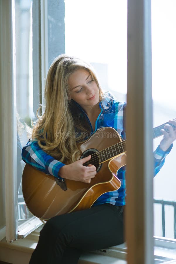Attractive Young Woman with Guitar Stock Image - Image of gorgeous ...