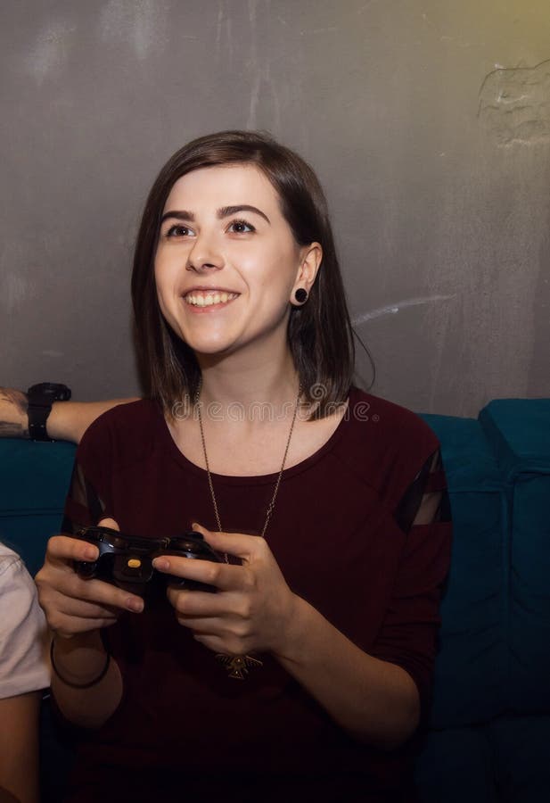 Young Woman Playing Video Games Stock Photo - Image of together ...