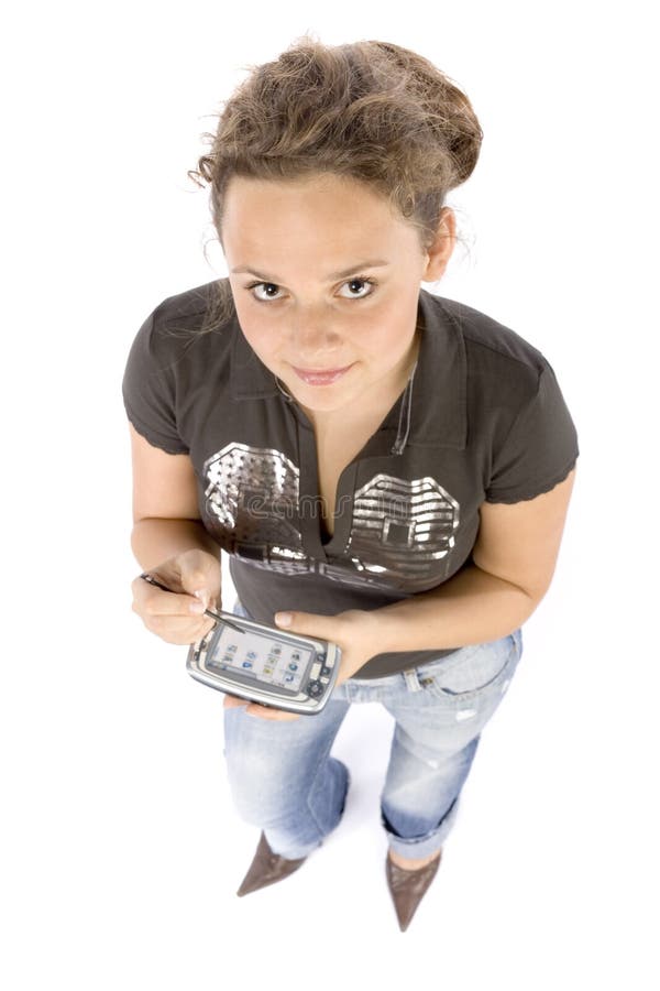 Headshot of Young Woman with Mobile Phone Stock Photo - Image of call ...