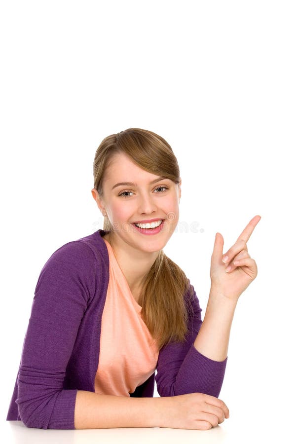 Laughing Woman Pointing stock photo. Image of happy, girl - 2998042
