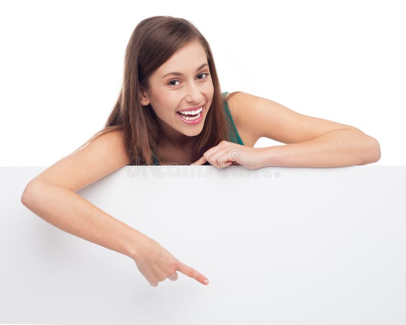 Man Pointing at a Blank Board Stock Image - Image of pointing, hands ...