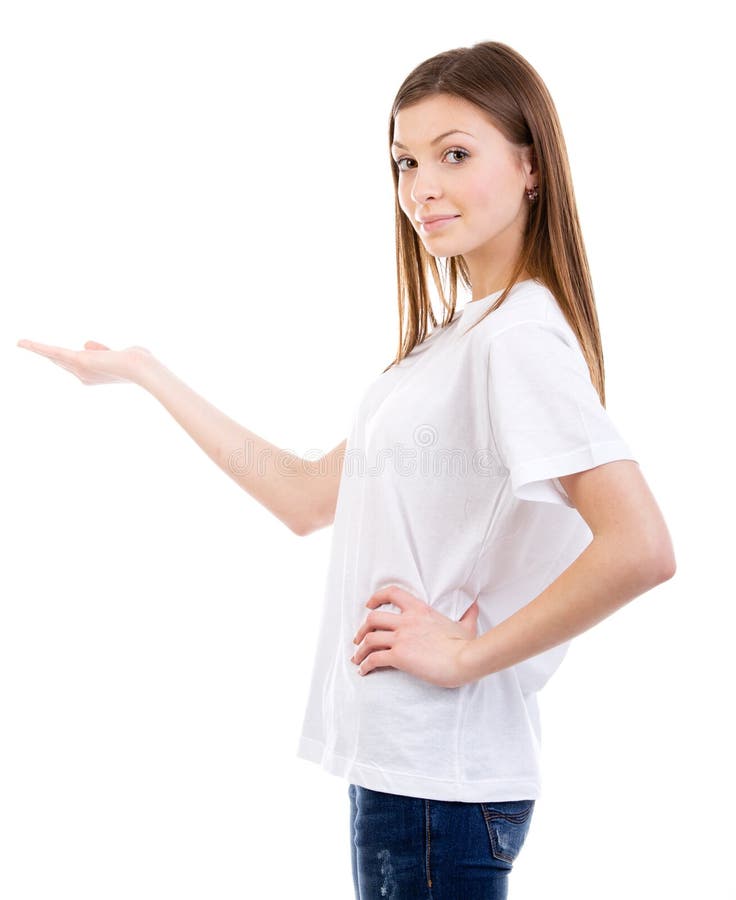 Woman pointing stock photo. Image of white, portrait - 28626598