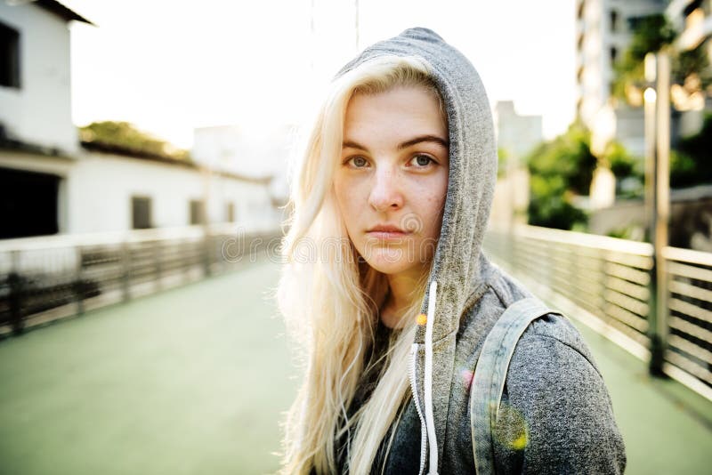 Young Woman Portrait Walking Active Concept Stock Photo - Image of ...