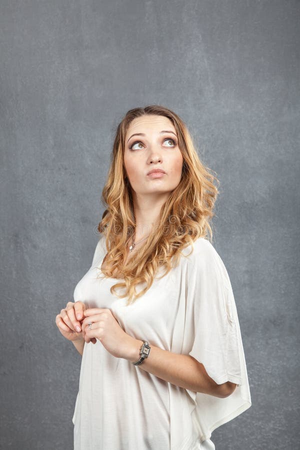Young Woman Posing Sad Emotion Stock Photo - Image of recession ...