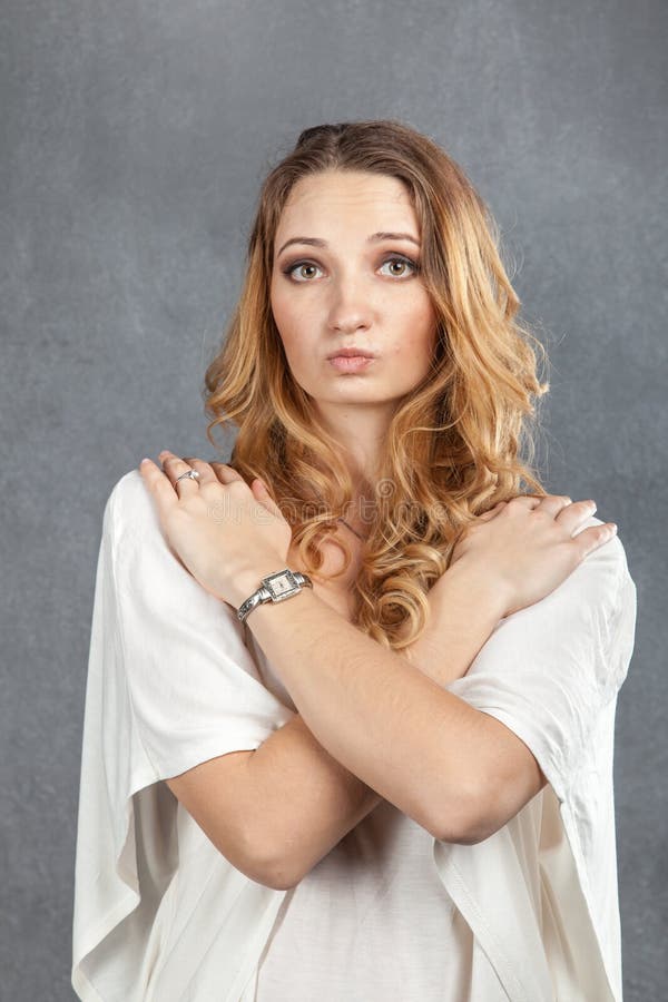 Young Woman Posing Sad Emotion Stock Photo - Image of looking, brown ...