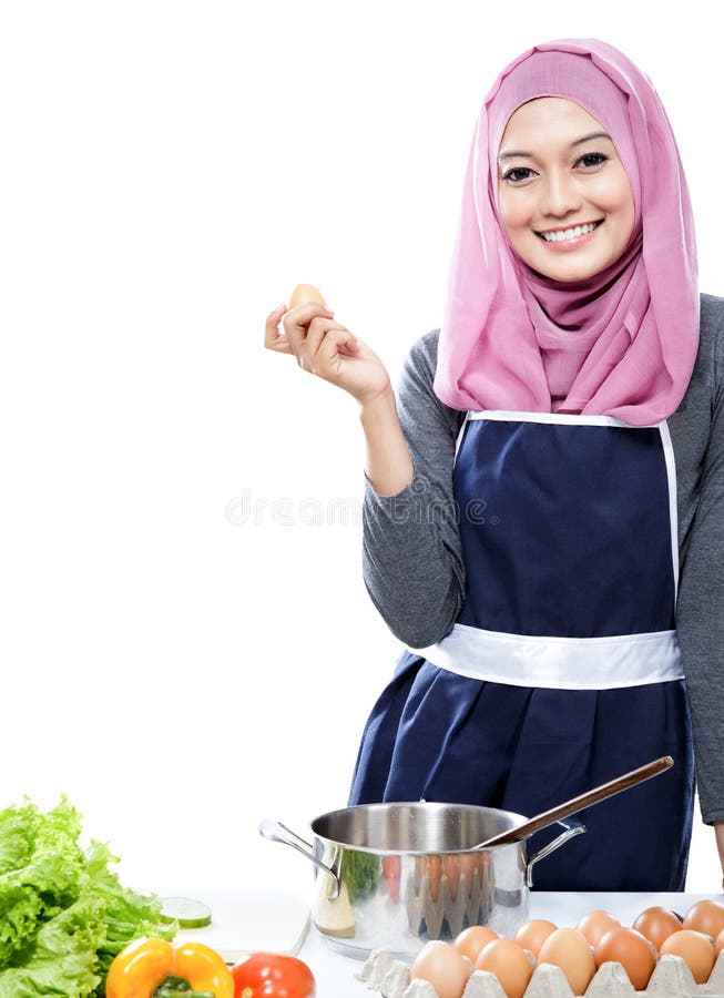 Young Woman Preparing Making a Meal with Ingredients on the Tabl Stock ...