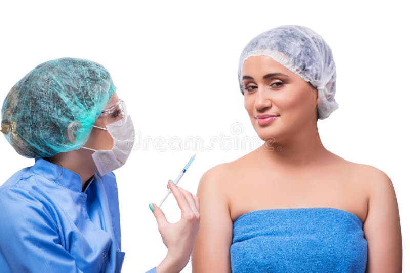 The Young Woman Preparing for Plastic Surgery Isolated on White Stock ...
