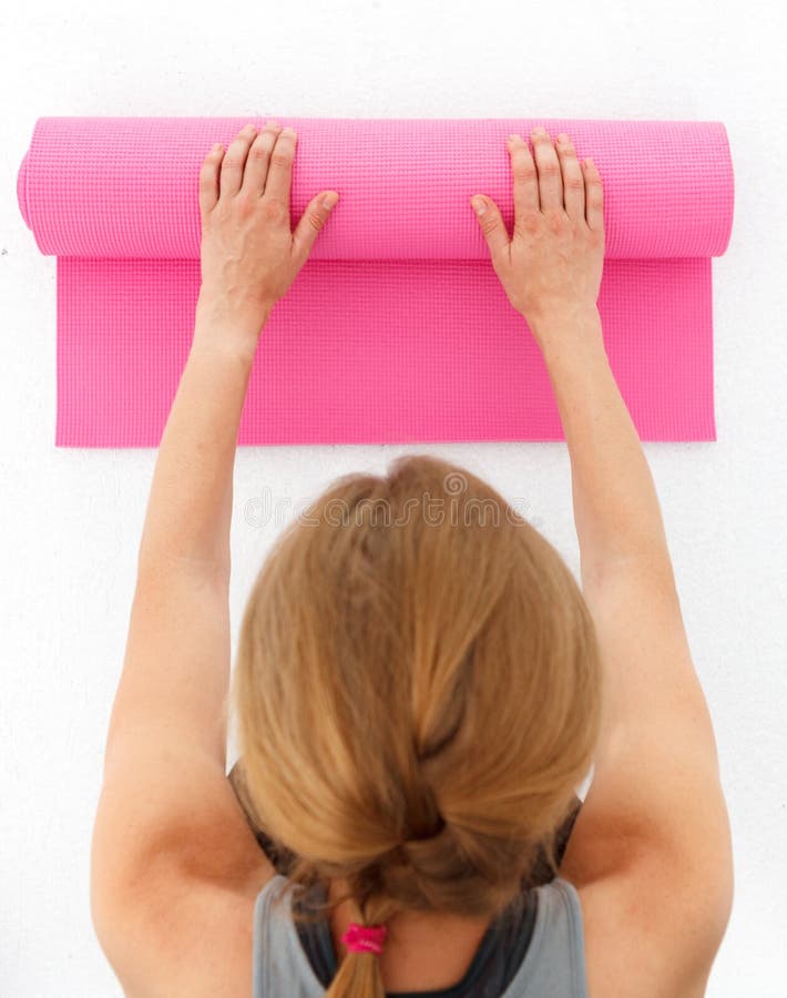 Young Woman Preparing for Yoga. Stock Photo - Image of healthy ...