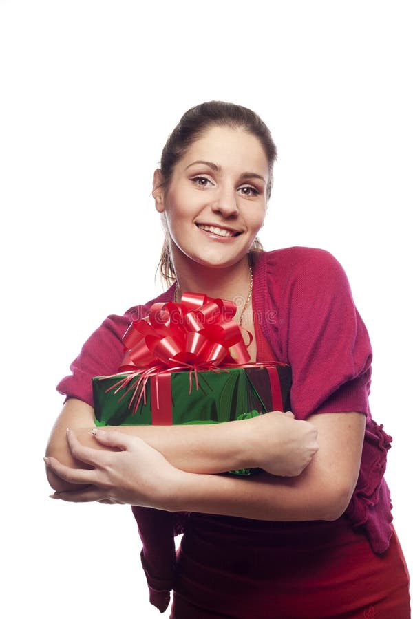 Young woman with present stock photo. Image of adorable - 22218108
