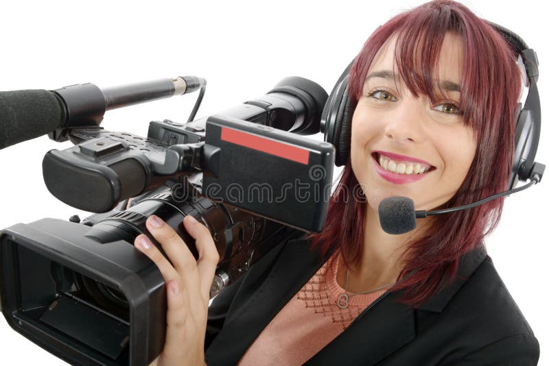 Young Woman with a Professional Video Camera Stock Photo - Image of ...