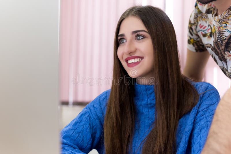 Young Woman in Programming School.Female Student Learning in a ...