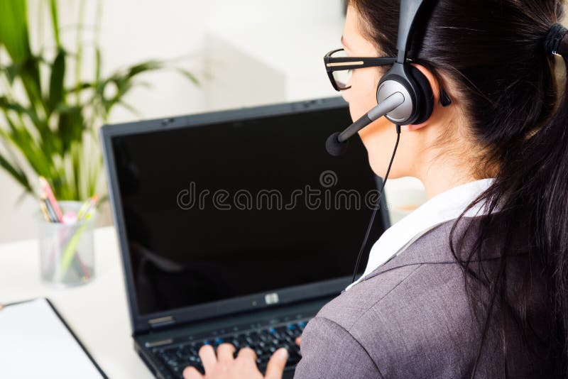 Young Woman Providing it Support Stock Image - Image of glasses, office ...