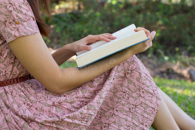 Young Woman Reading Bible in Natural Park Stock Photo - Image of prayer ...