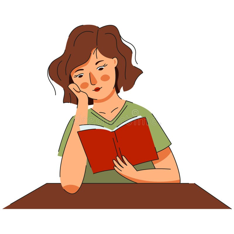Young Woman is Reading Book. Cartoon Vector Stock Vector - Illustration ...