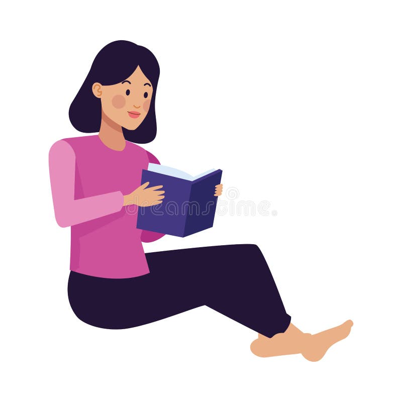 Young Woman Reading Book Character Stock Vector - Illustration of ...