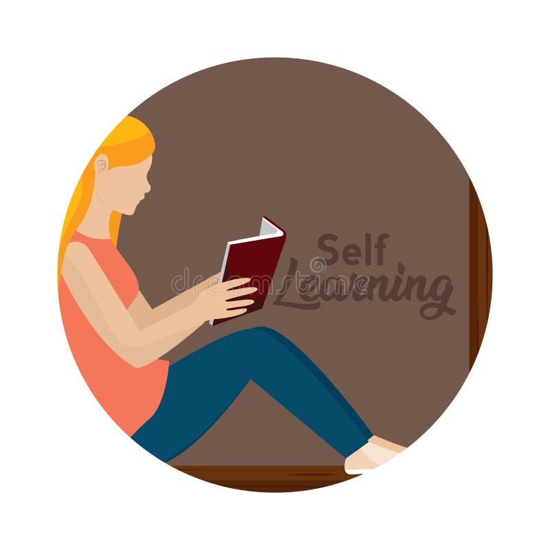 Young woman reading a book stock vector. Illustration of reading ...