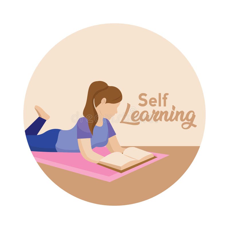 Young woman reading a book stock vector. Illustration of student ...