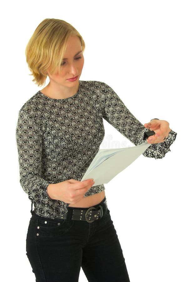 Woman carrying heavy files stock image. Image of closeup - 20624927
